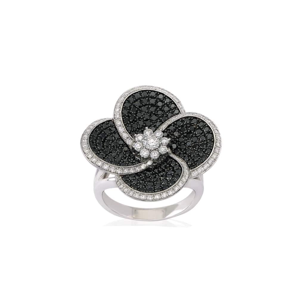 Volcanic Flower Collection Ring with diamonds - Poniros Jewellery